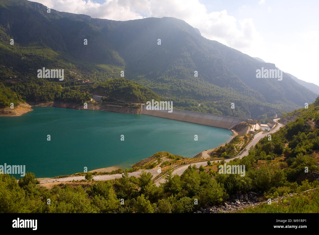 Dam on the reservoir in Turkey. Hydraulic construction Stock Photo - Alamy