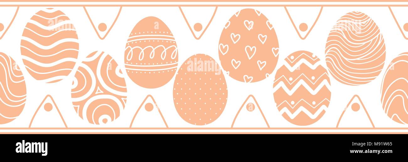 Easter eggs in pastel pink silhouette in stripe on white background ...