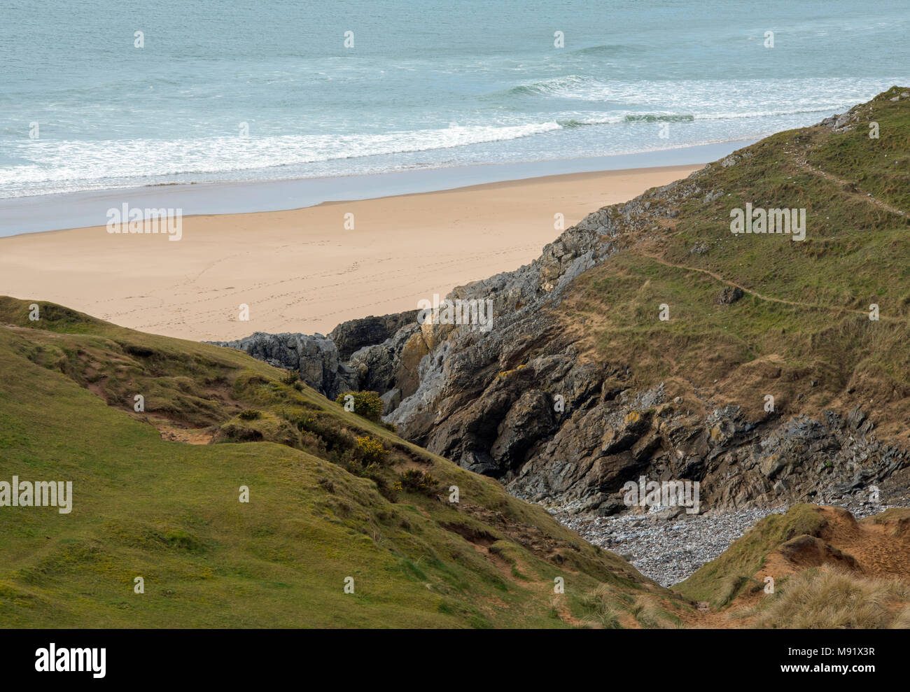 Pobbles Bay near Three Cliffs Bay Gower Peninsula South Wales Stock ...