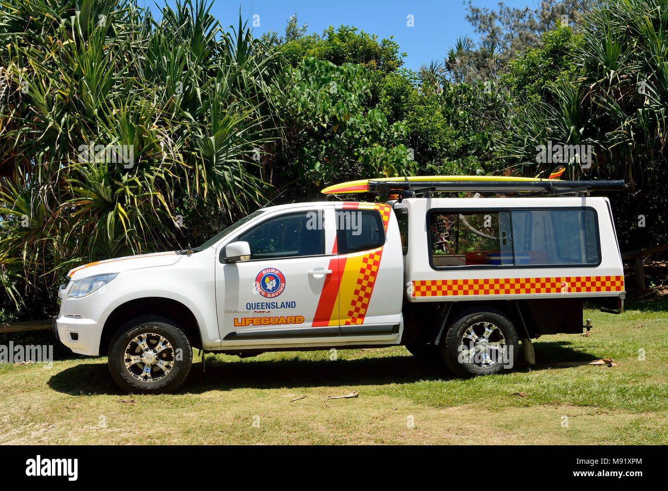 Noosa, Queensland, Australia - December 20, 2017. Lifeguard patrol car ...