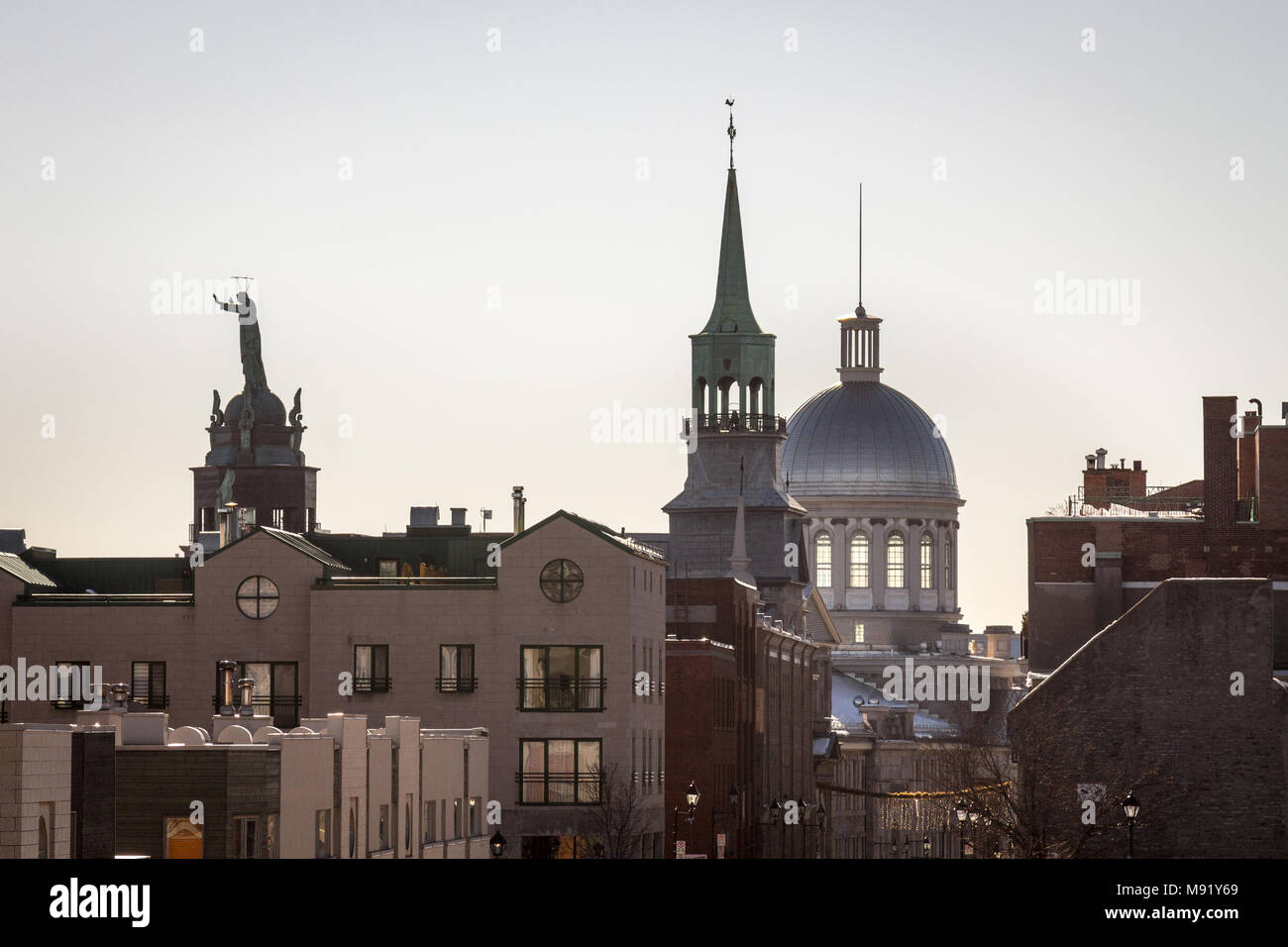 Marche Bonsecours in Montreal, Quebec, Canada, into the light during a ...