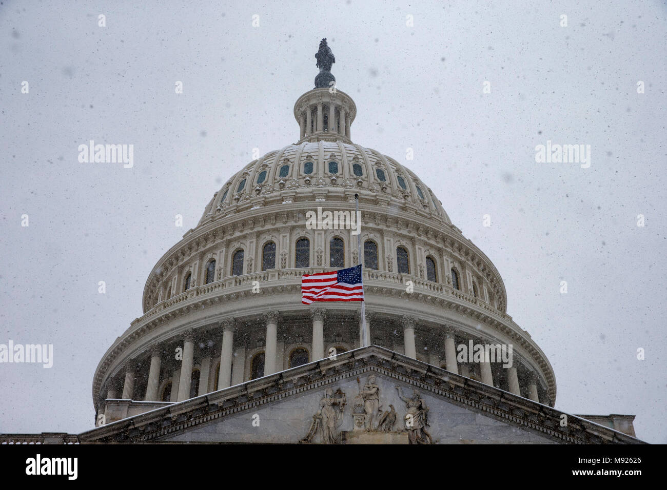 The United States Capitol Building is seen on a snowy afternoon in ...