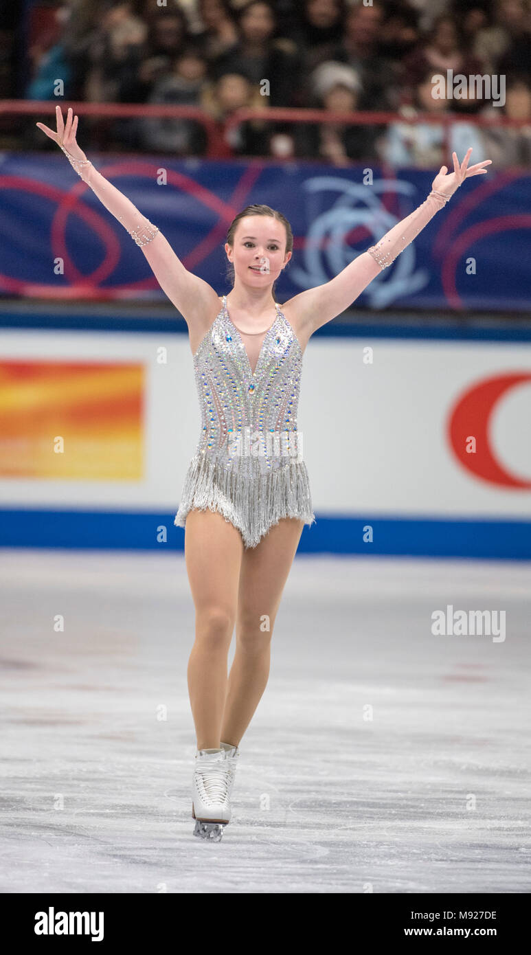 Milan, Italy. 21st Mar, 2018. Mariah BELL (USA) during the ISU World ...