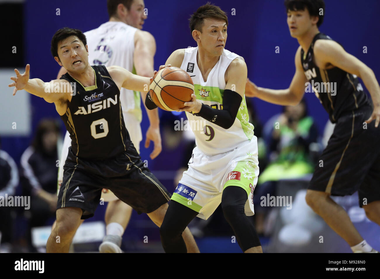 Aichi, Japan. 12th Mar, 2018. Ryoma Hashimoto (SeaHorses), Takehiko Orimo (Levanga) Basketball ...