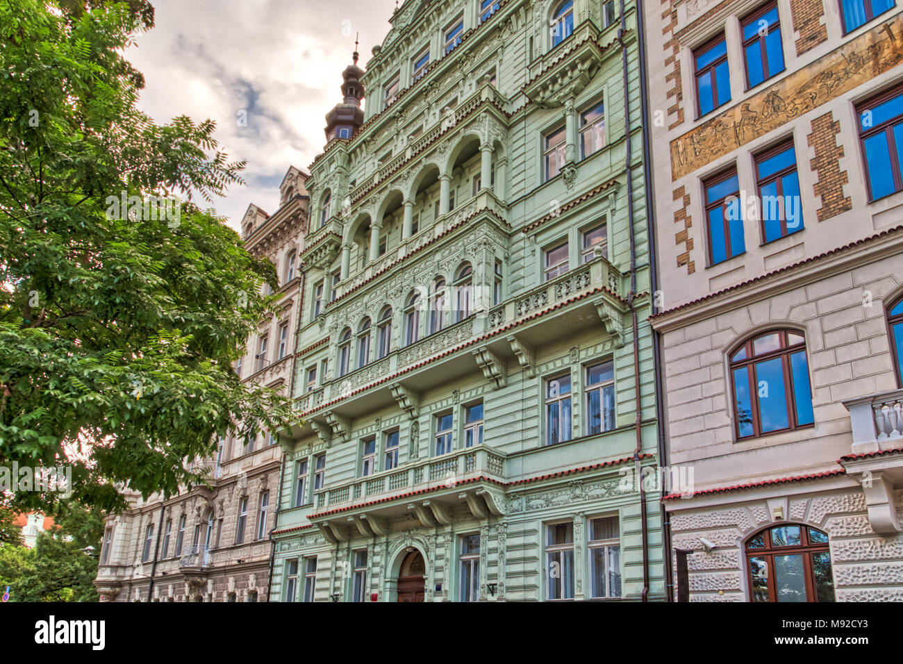 Colors of ancient palaces in Prague Stock Photo - Alamy