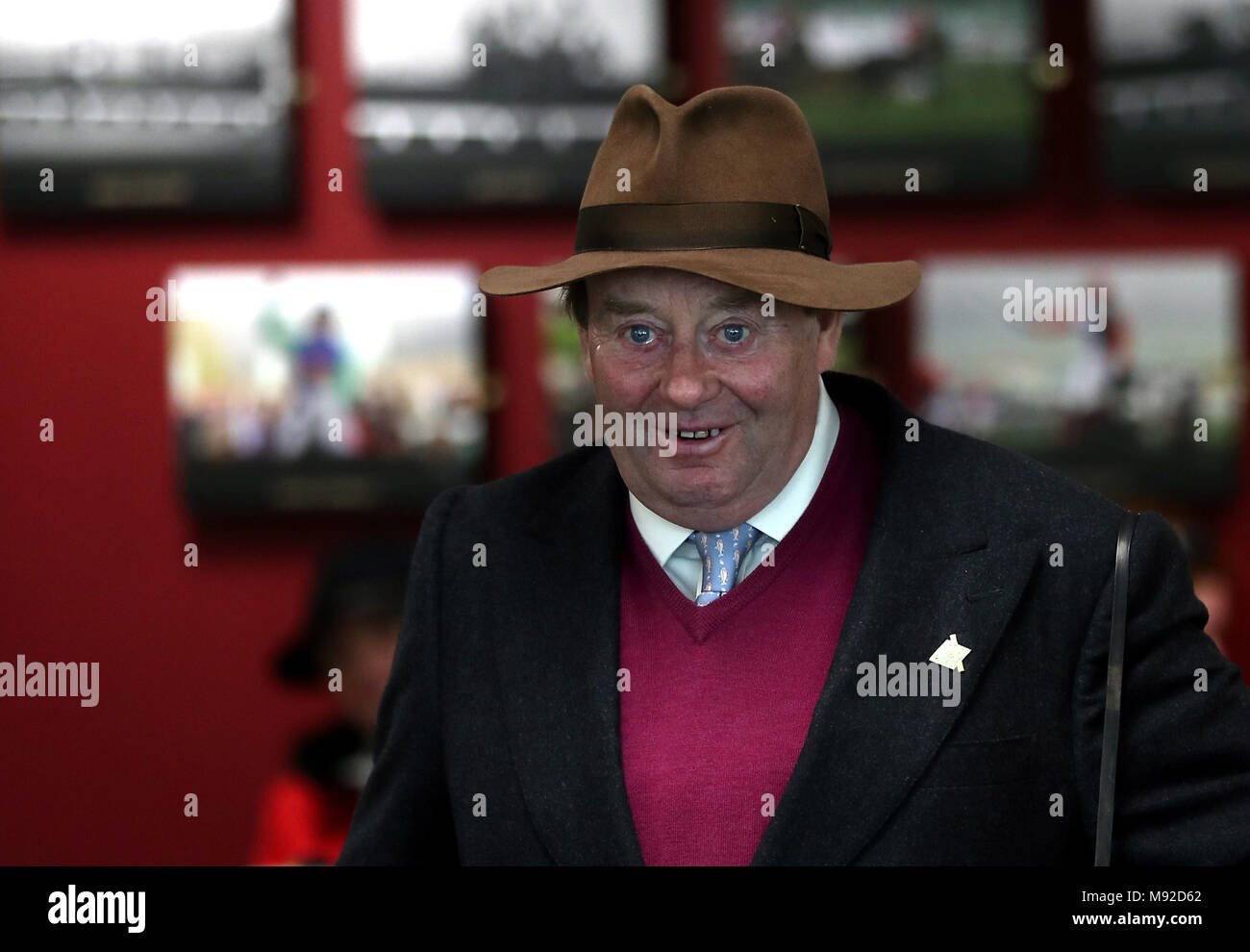 Trainer Nicky Henderson prior to the JCB Triumph Hurdle during Gold Cup ...