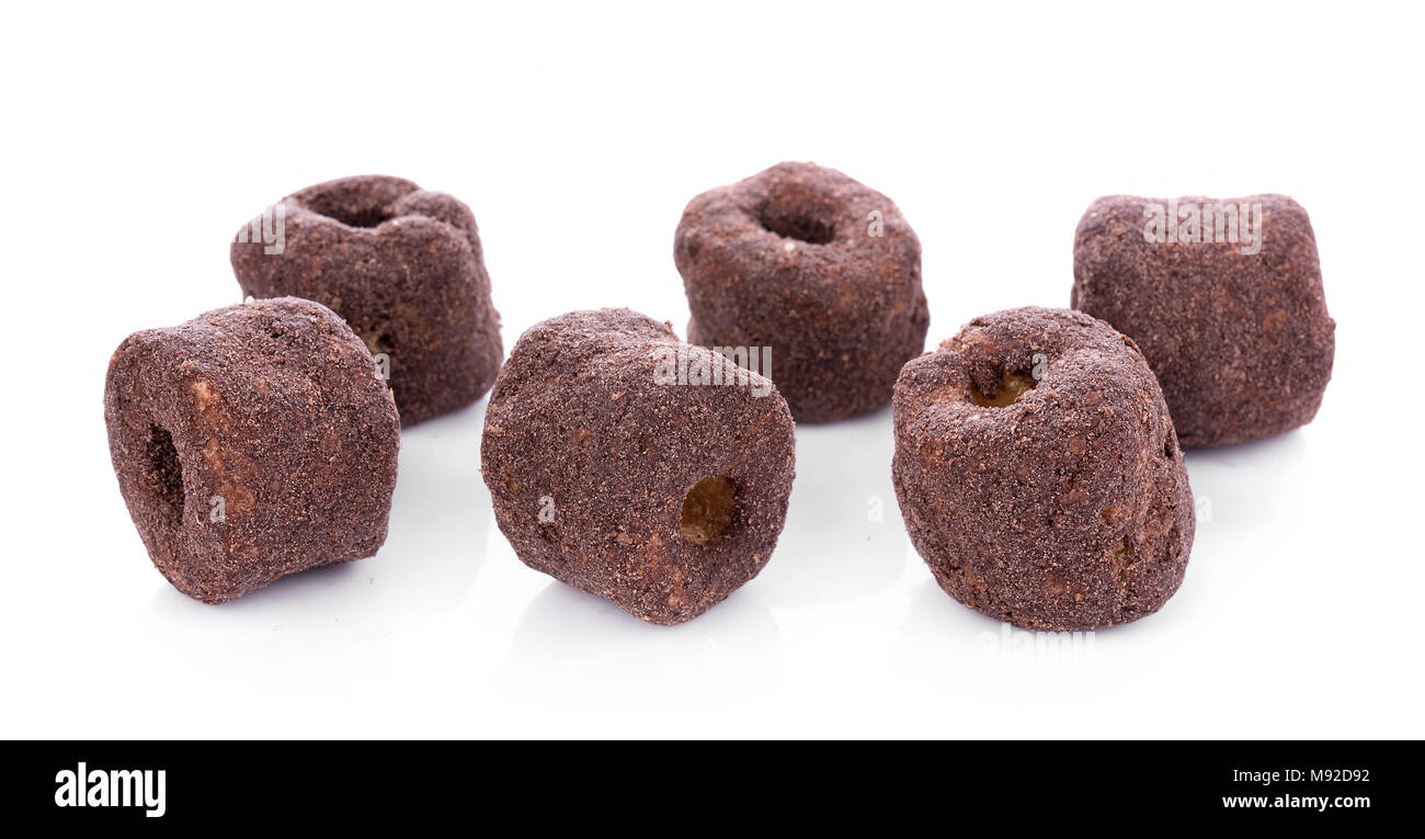 Crunchy corn chocolate snacks on a white background Stock Photo - Alamy