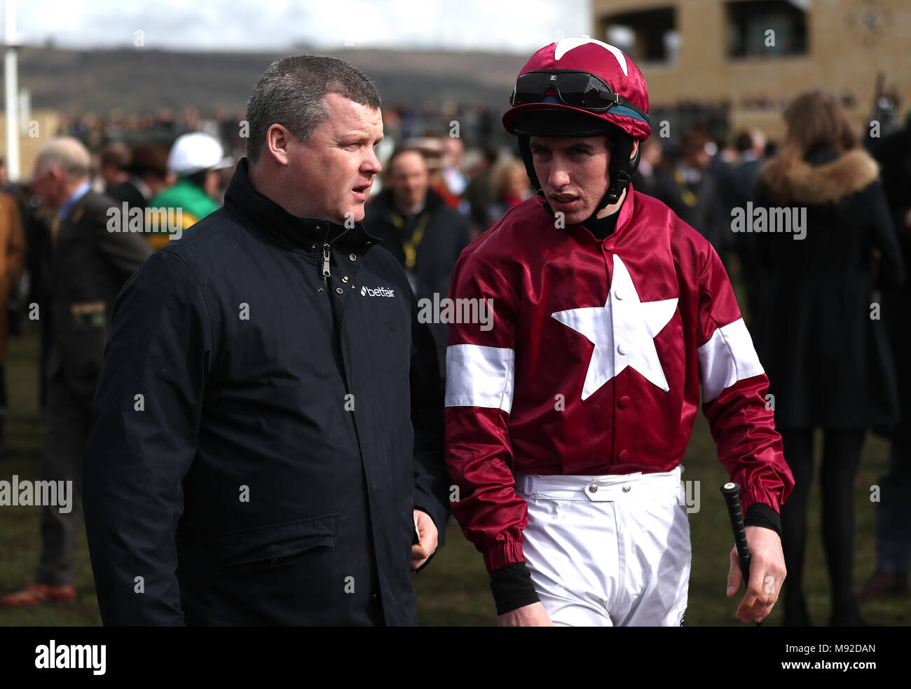 Jack Kennedy and Gordon Elliott before the JCB Triumph Hurdle during ...