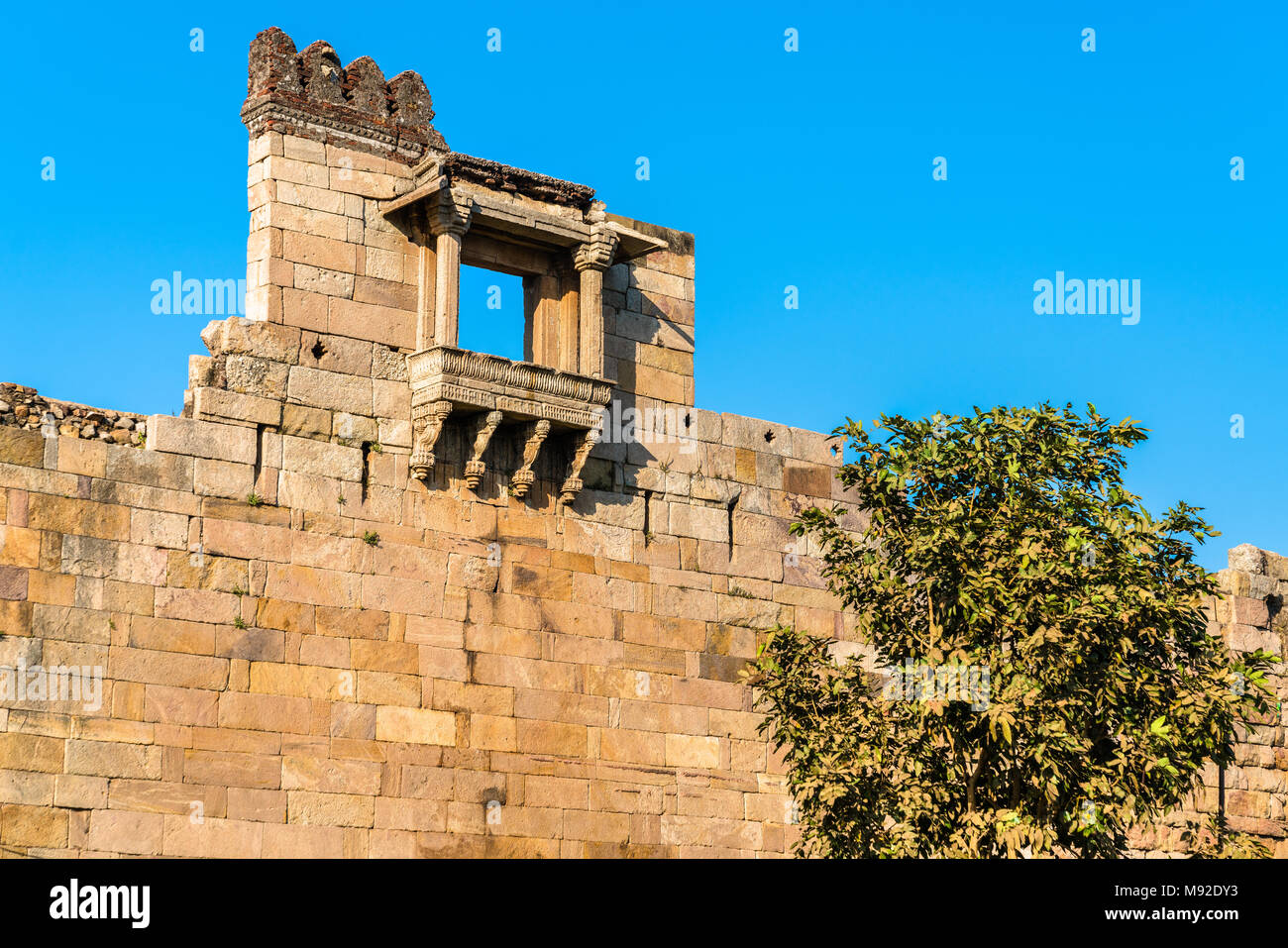 Walls of Champaner Fort - UNESCO heritage site in Gujarat, India Stock ...