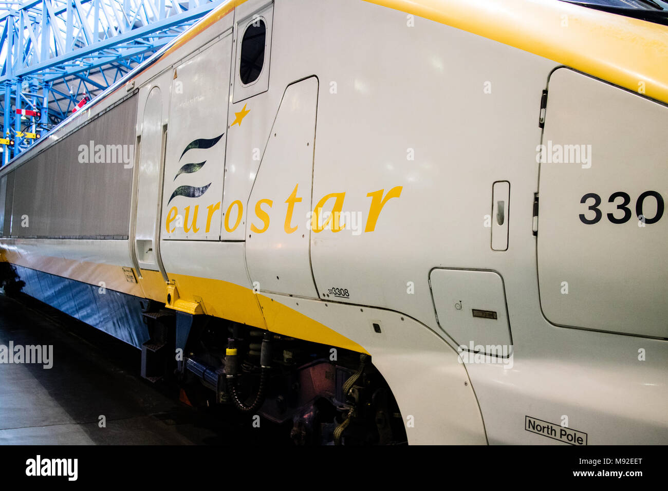 York, United Kingdom - 02/08/2018: An old model Eurostar train in the ...