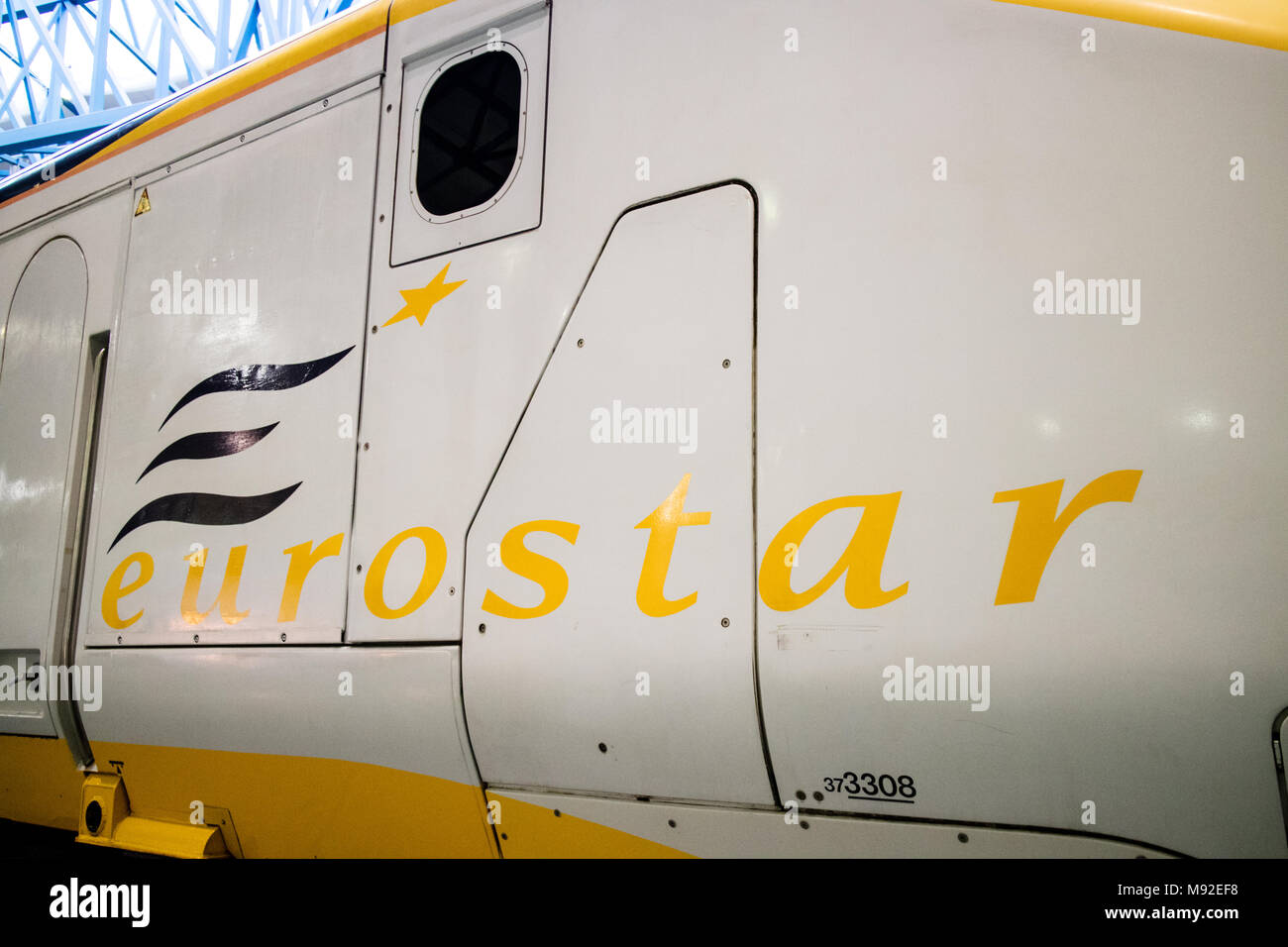 York, United Kingdom - 02/08/2018: An old model Eurostar train in the ...