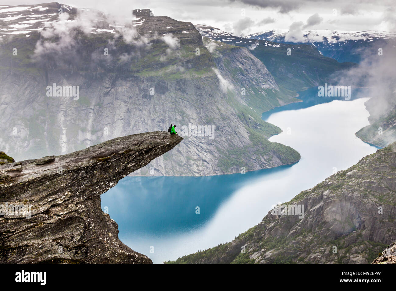 Norway Mountain Trolltunga Odda Fjord Norge Hiking Trail Stock Photo ...