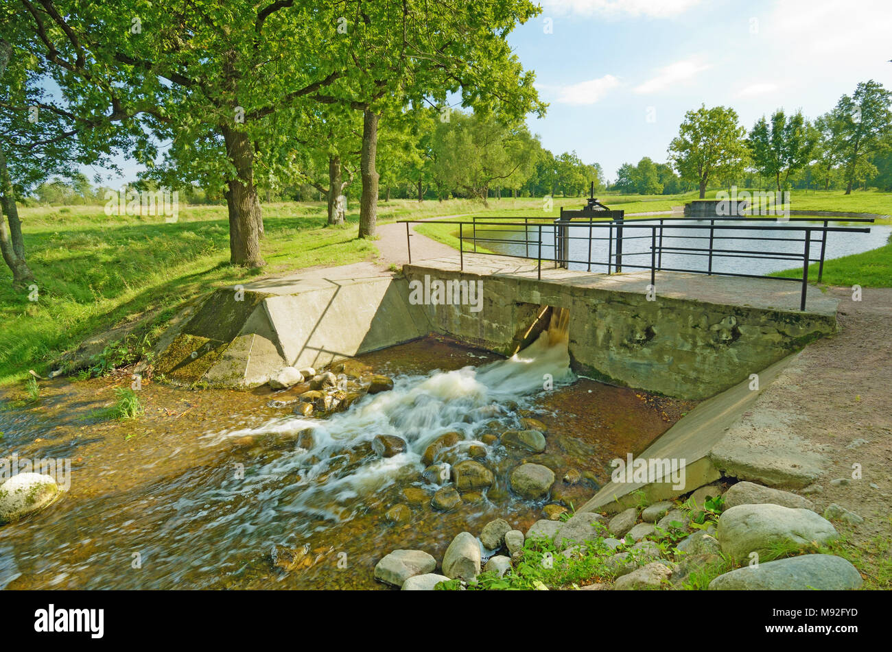 Water fast river stream flows from the top down Stock Photo - Alamy
