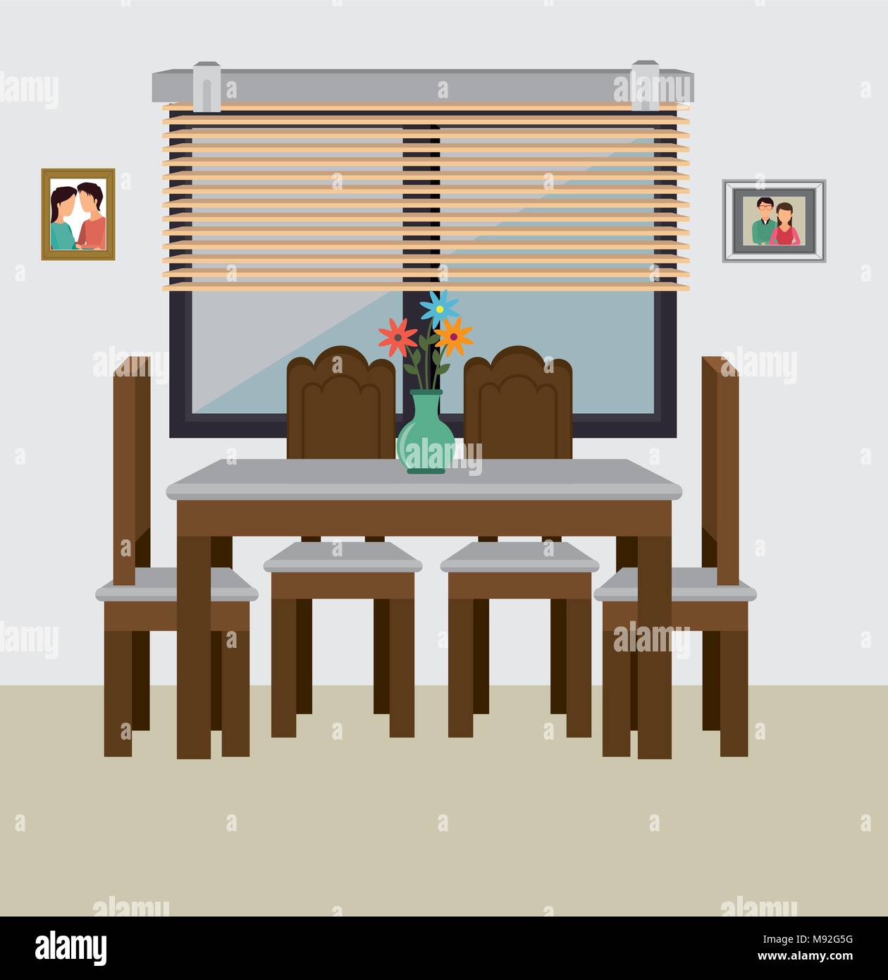 Elegant dining room table Stock Vector Images - Alamy