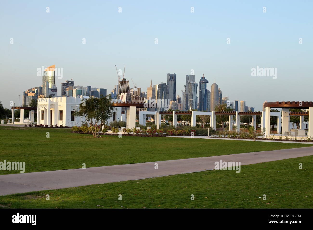 BIDDA PARK, Doha, Qatar - March 21, 2018: View of buildings in the ...