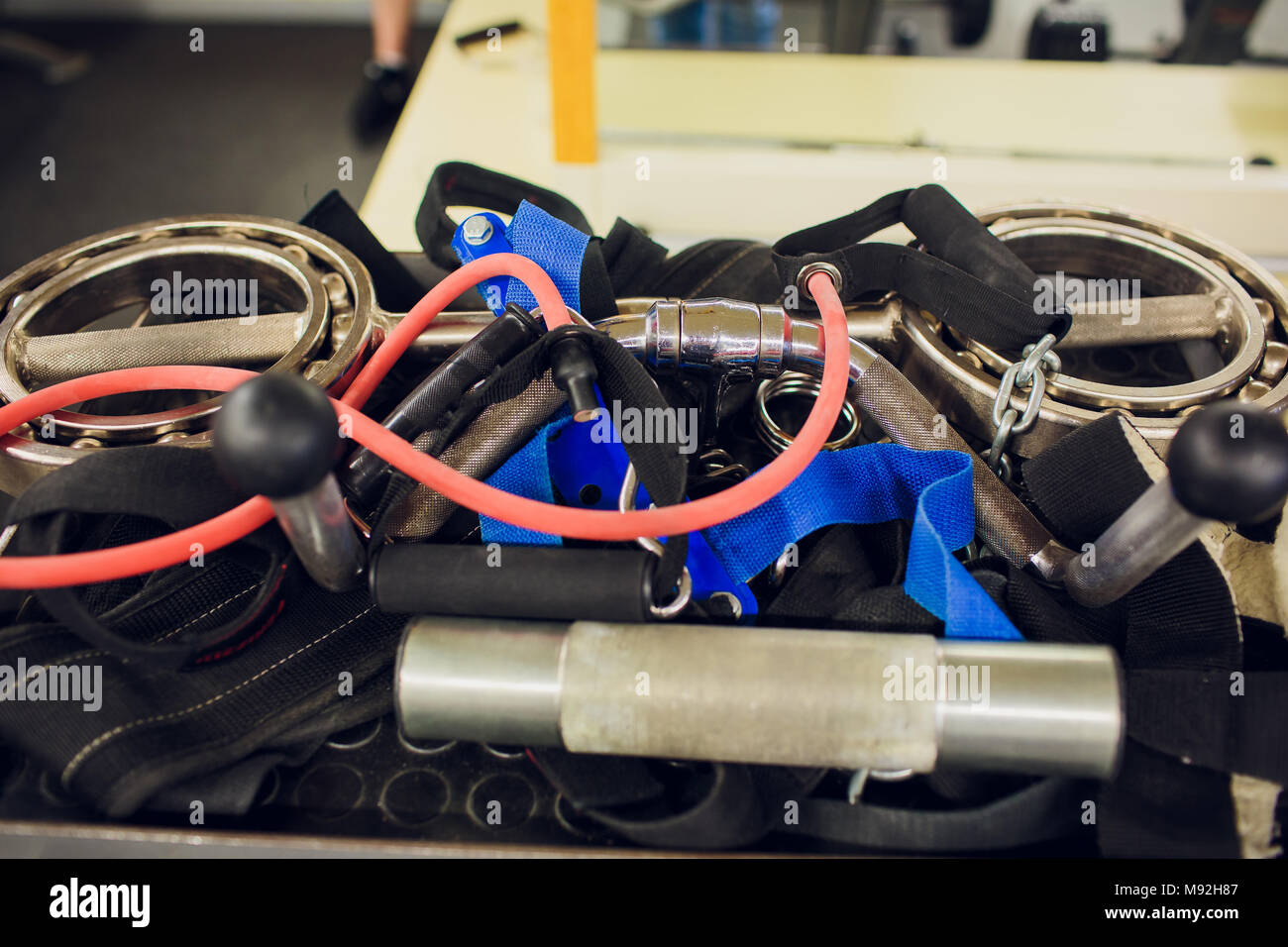 Fitness equipment for workout. Wide Bar Close grip bar for use back and ...