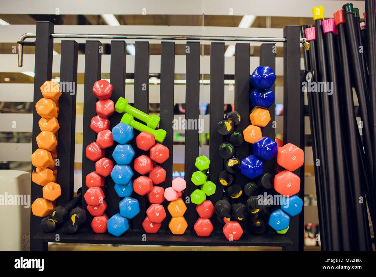 Fitness equipment for workout. Wide Bar Close grip bar for use back and ...