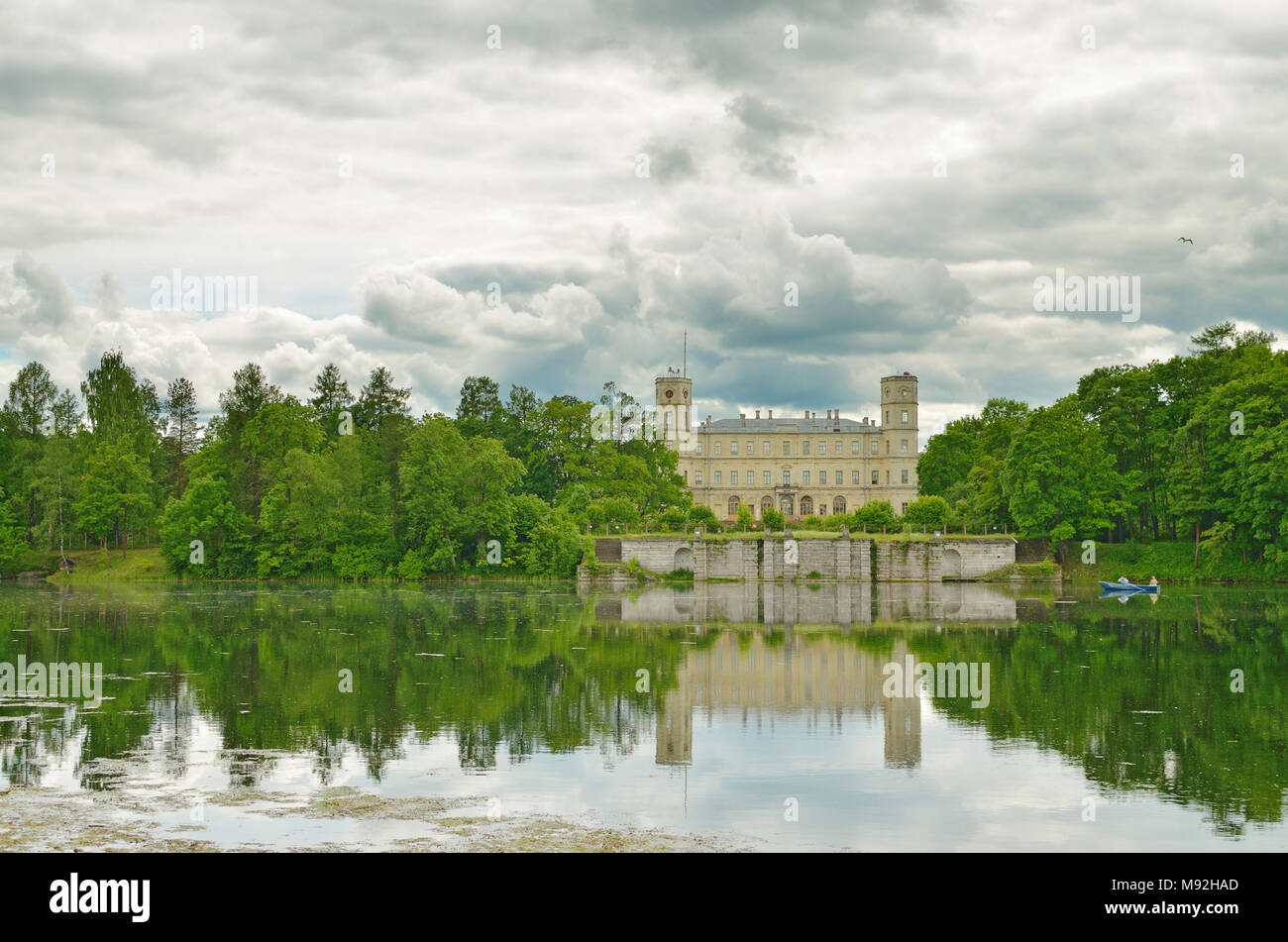 Natural landscape with views of the Castle.On the sky are hanging the ...