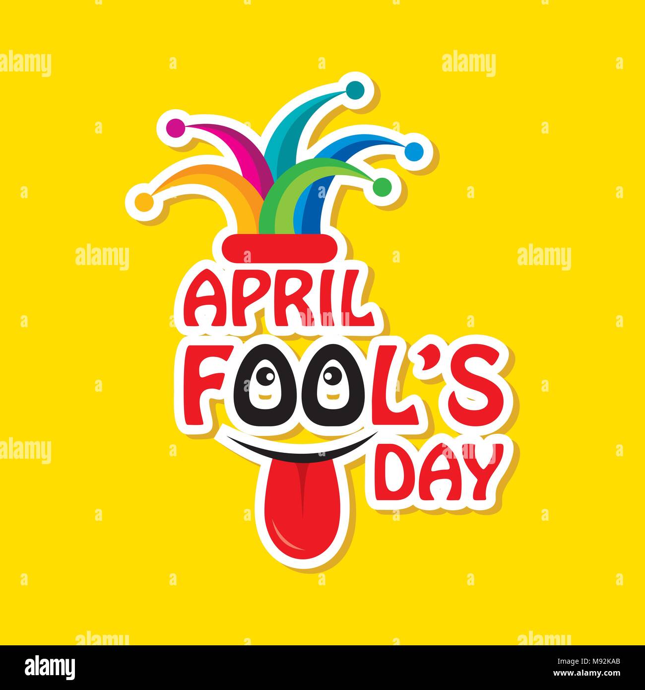 Vector illustration of April Fools Day lettering text for greeting card ...
