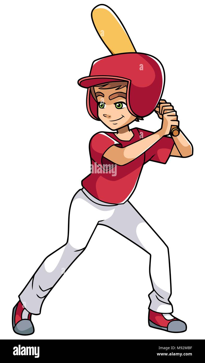 Cartoon illustration boy playing baseball hi-res stock photography and ...