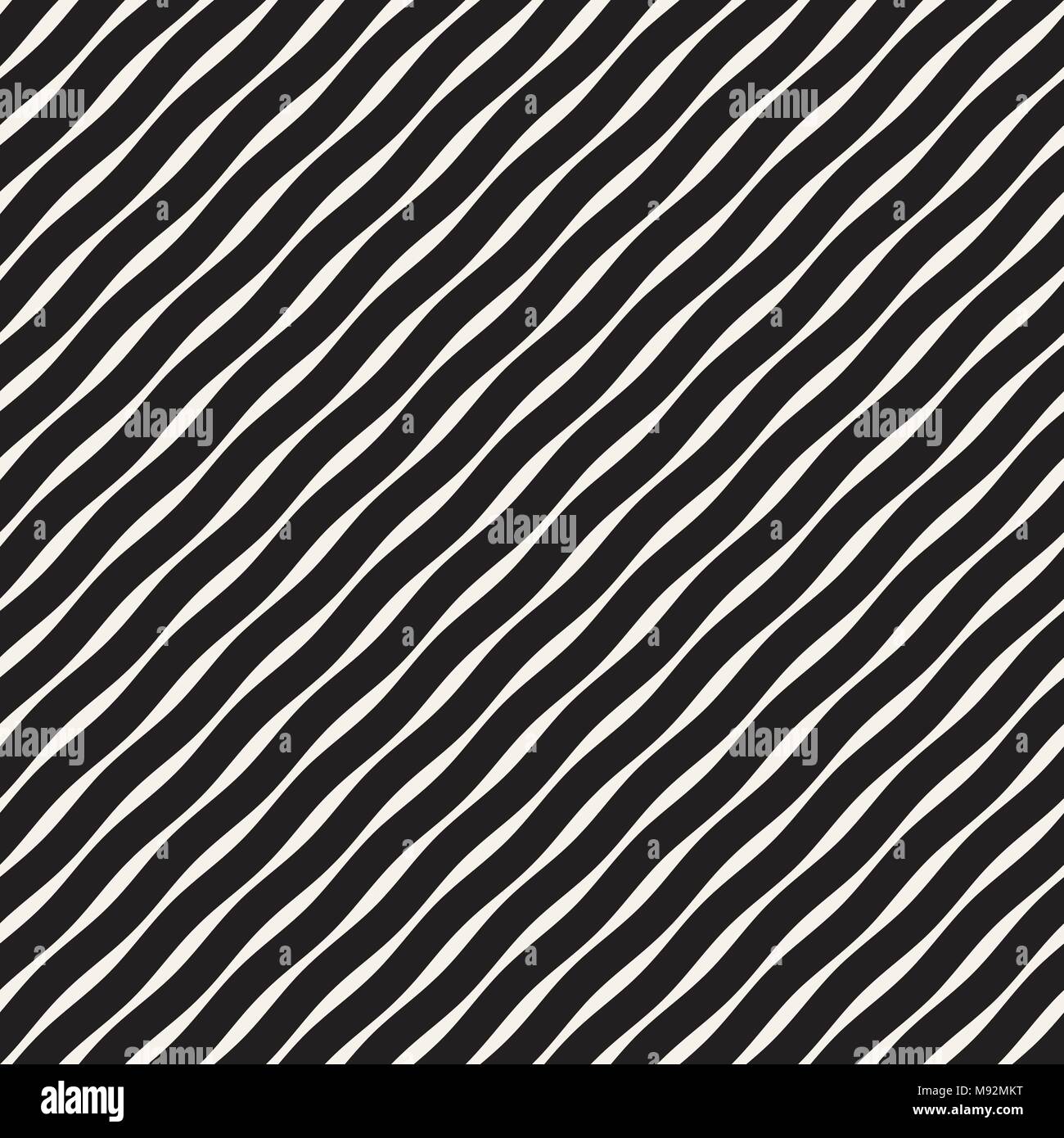 Vector Seamless Black and White Wavy Lines Pattern. Abstract Geometric ...