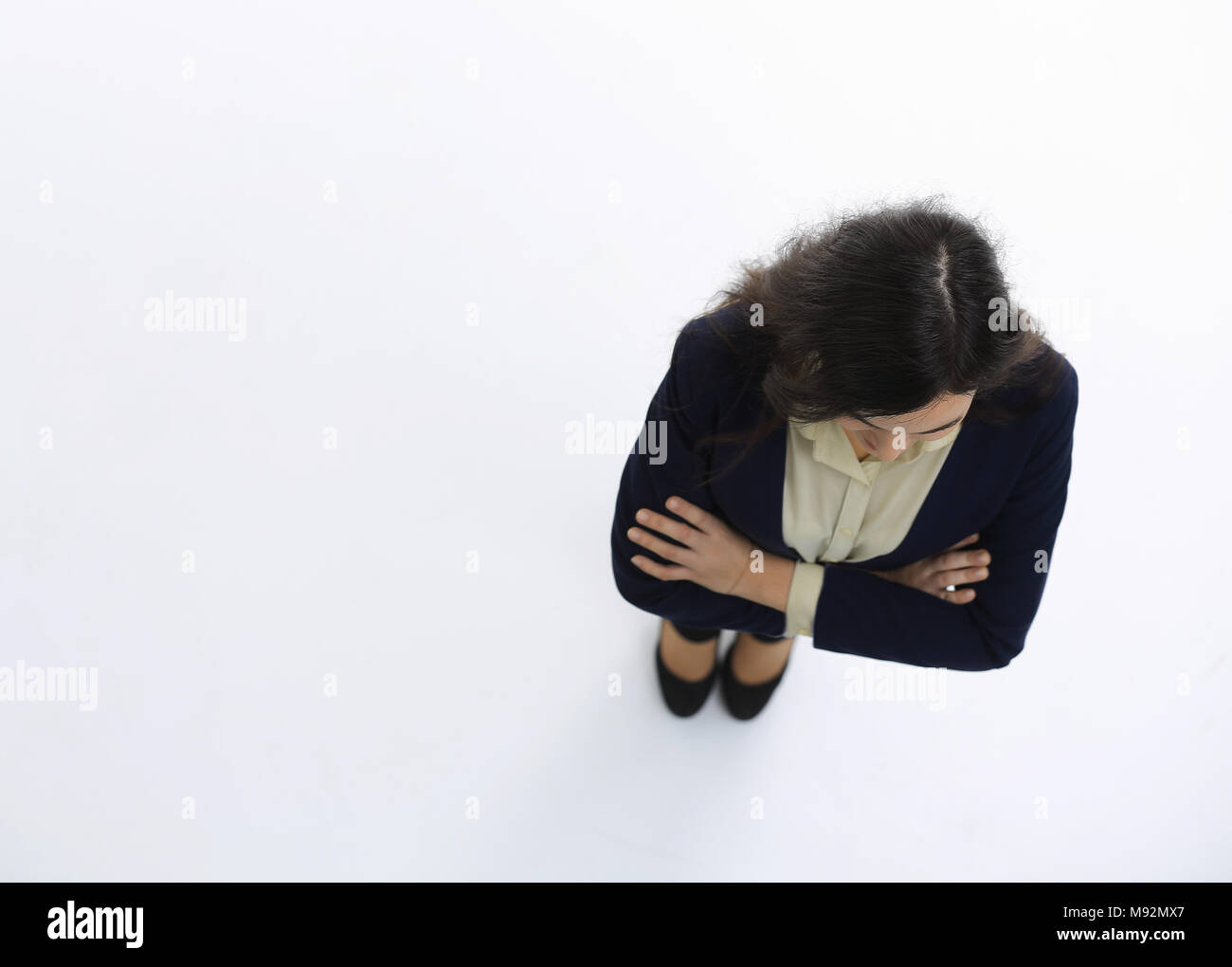 Businesswoman. Full length portrait top angle view isolated on w Stock ...