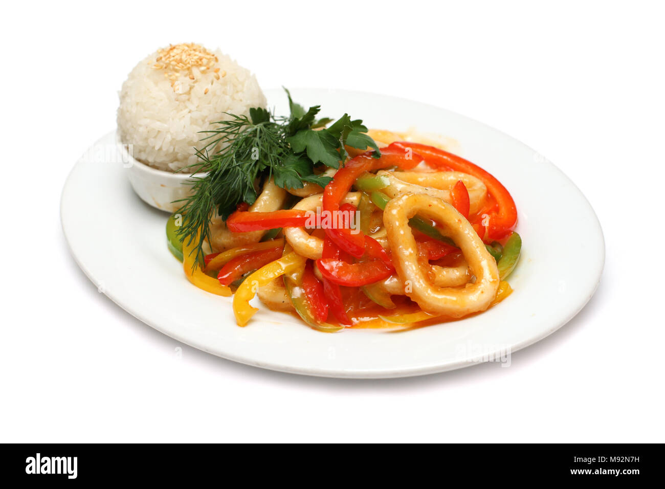 Squid rings - gourmet food isolated on white Stock Photo - Alamy