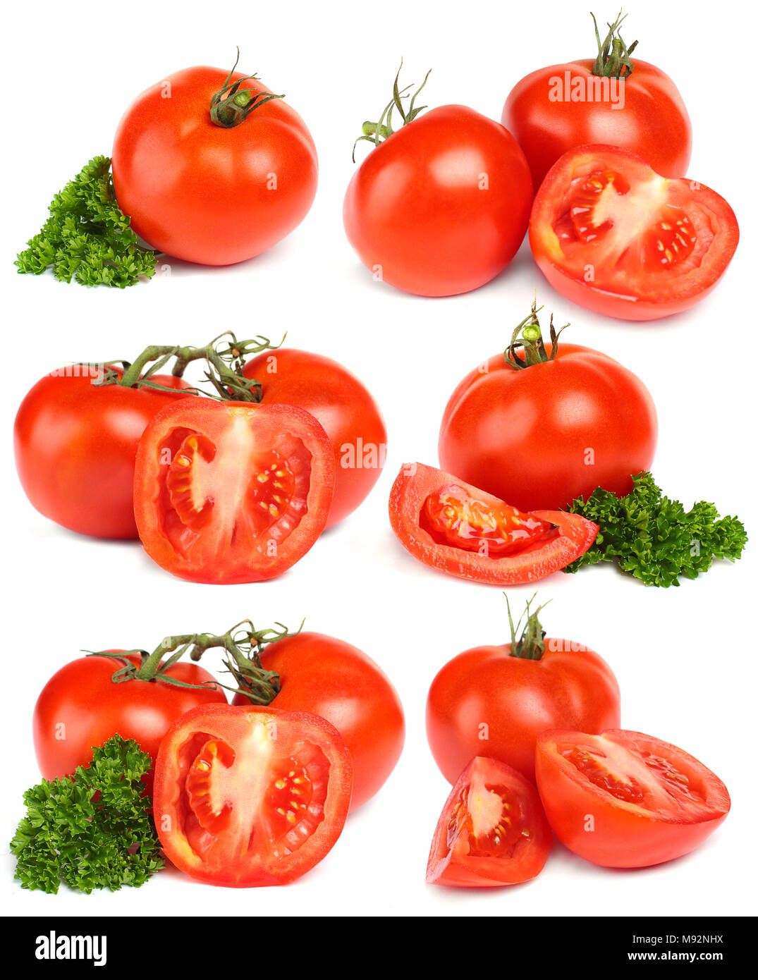 Red Tomatoes vegetable isolated on white - set Stock Photo - Alamy