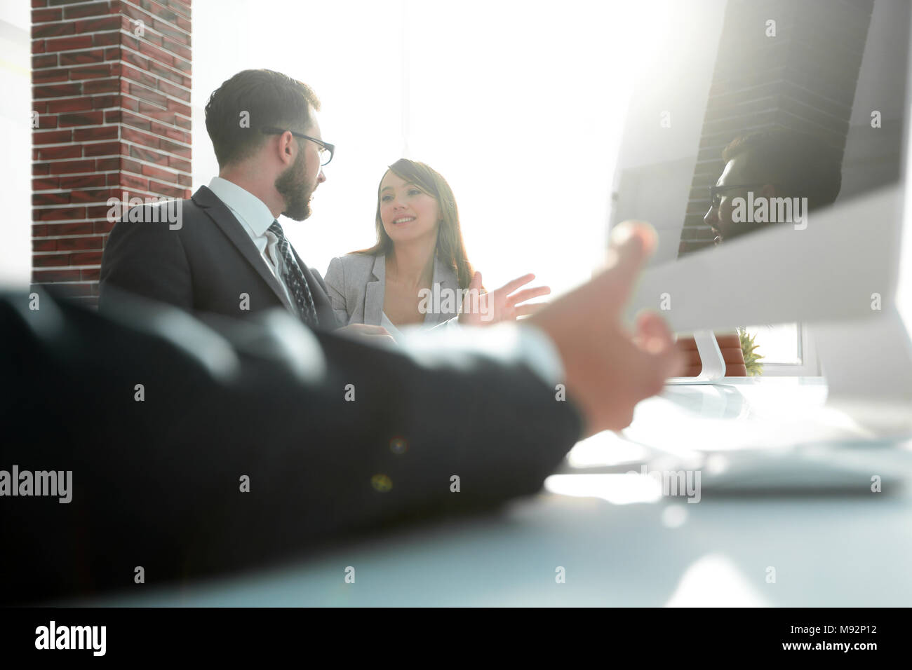 business background.business team talking Stock Photo - Alamy