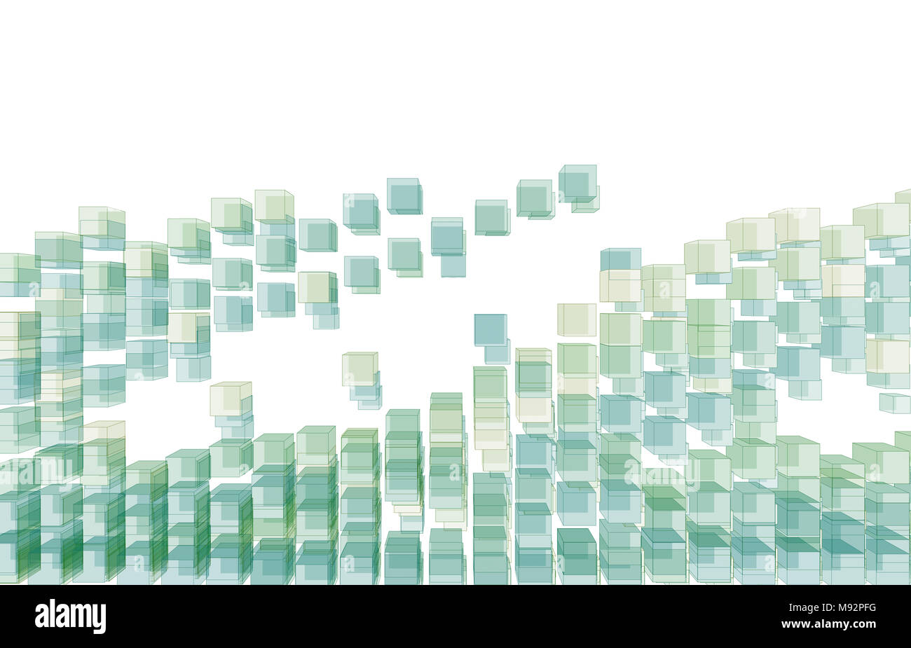 Colored abstract overlapping cubes or boxes, pattern, digital ...