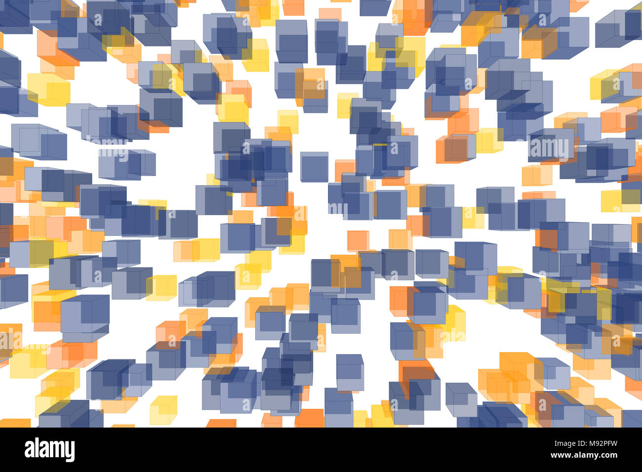 Random colored abstract overlapping cubes or boxes, digital generative ...