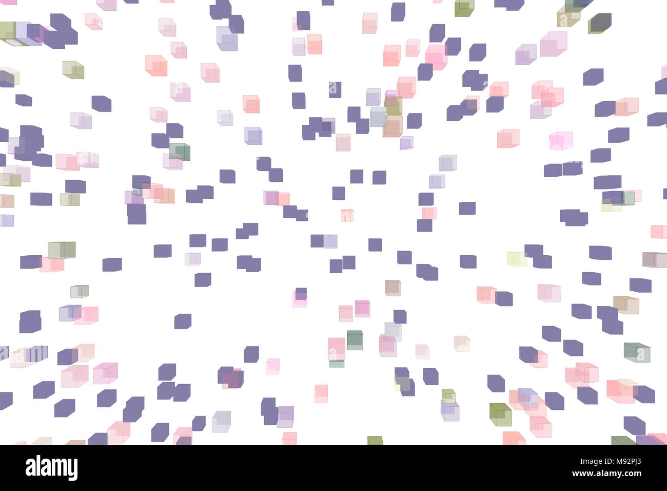 Random colored abstract overlapping cubes or boxes, digital generative ...