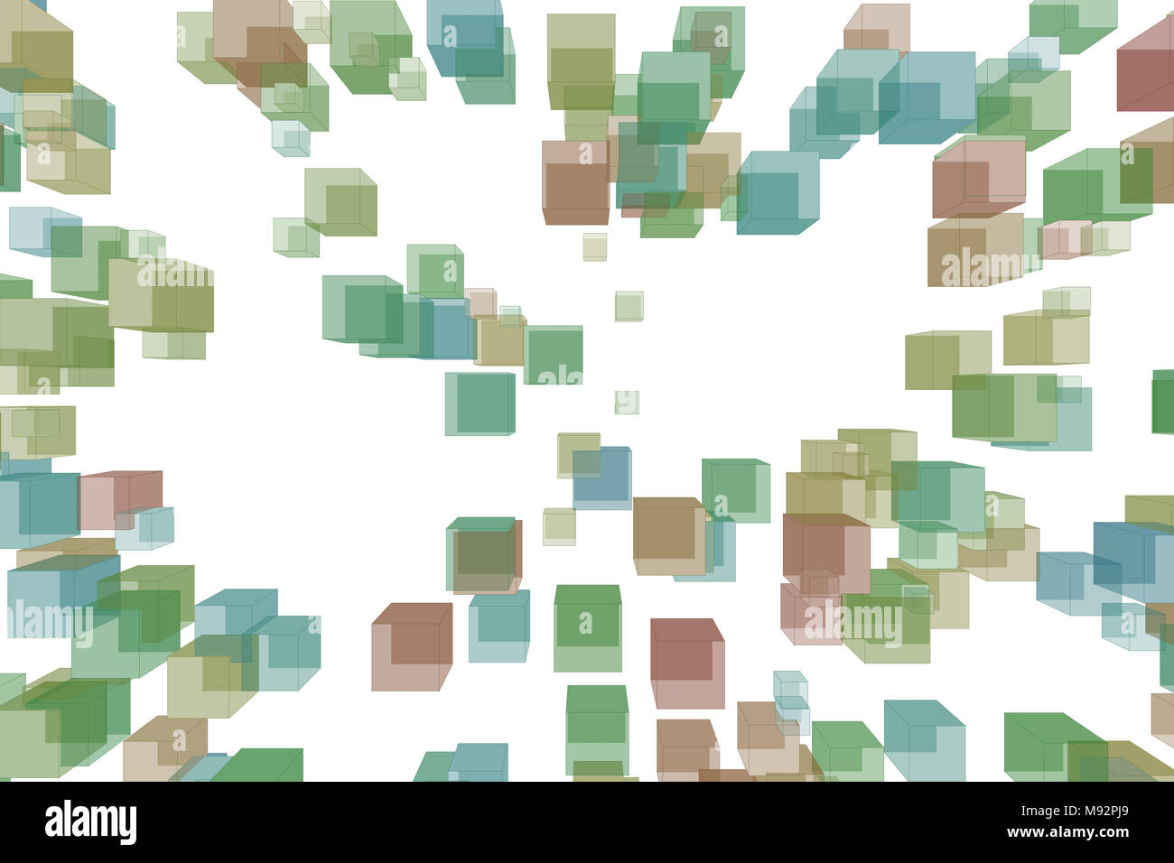Random Colored Abstract Overlapping Cubes Or Boxes Digital Generative
