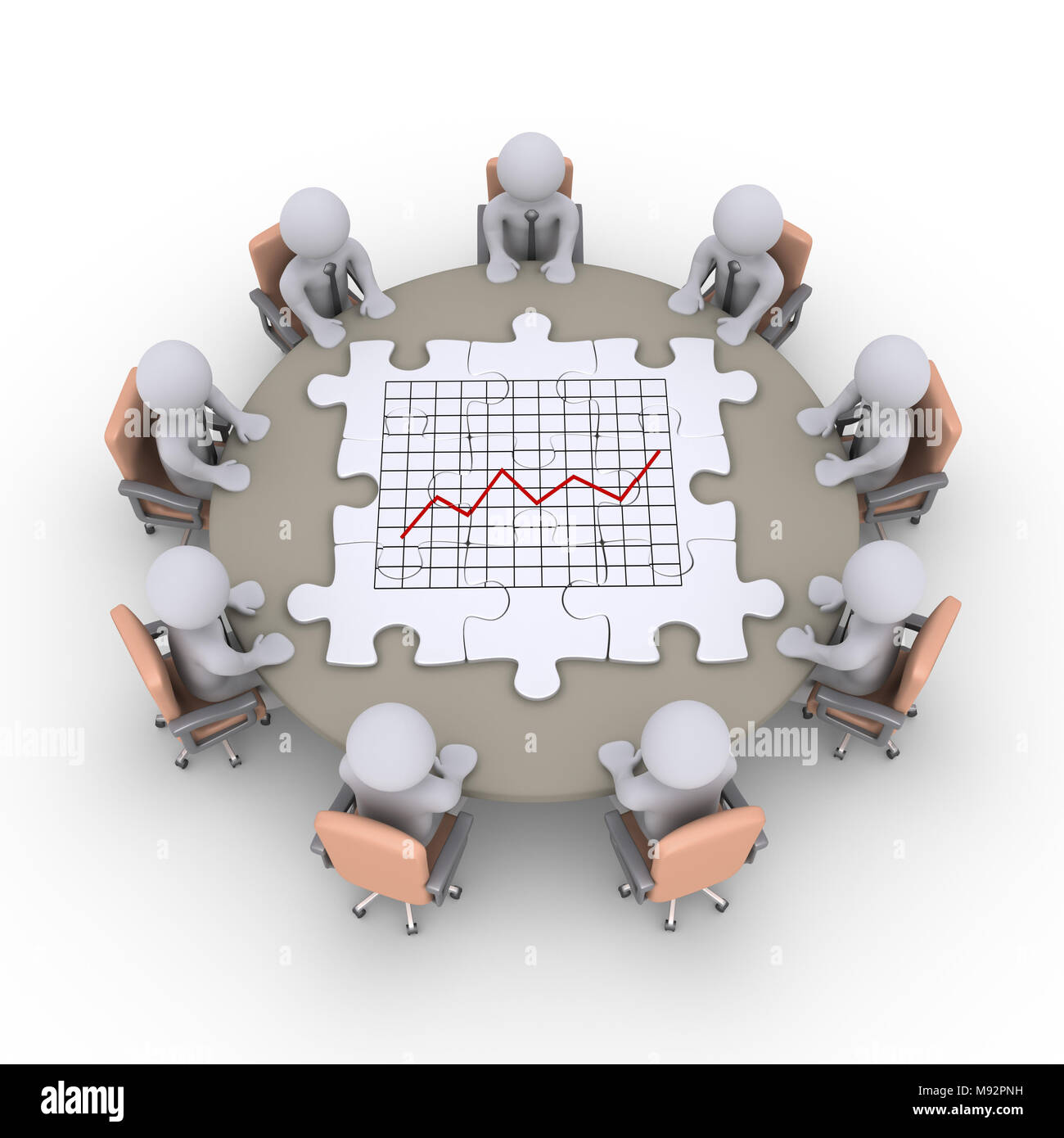 3d men sitting round table hi-res stock photography and images - Alamy