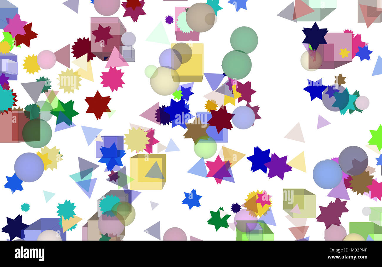 Random colored abstract overlapping shapes, digital generative art for ...