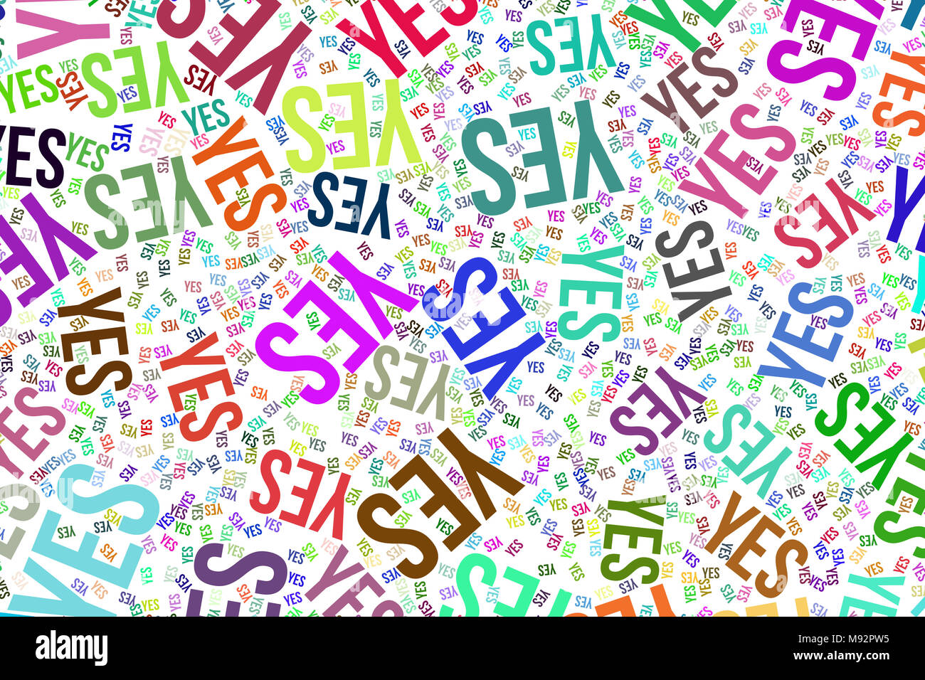 Yes motivation conceptual word cloud for web page, graphic design ...