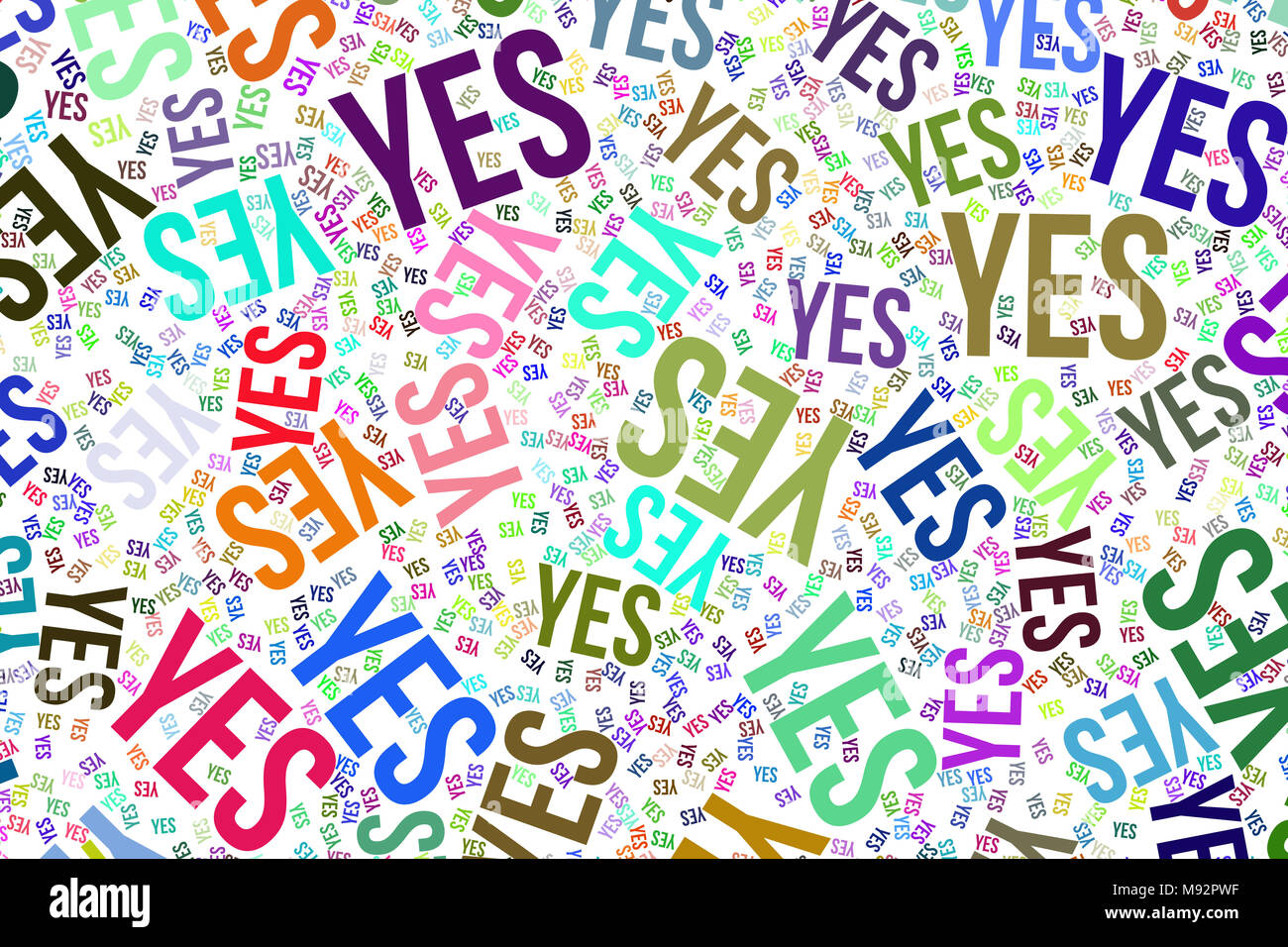 Yes motivation conceptual word cloud for web page, graphic design ...