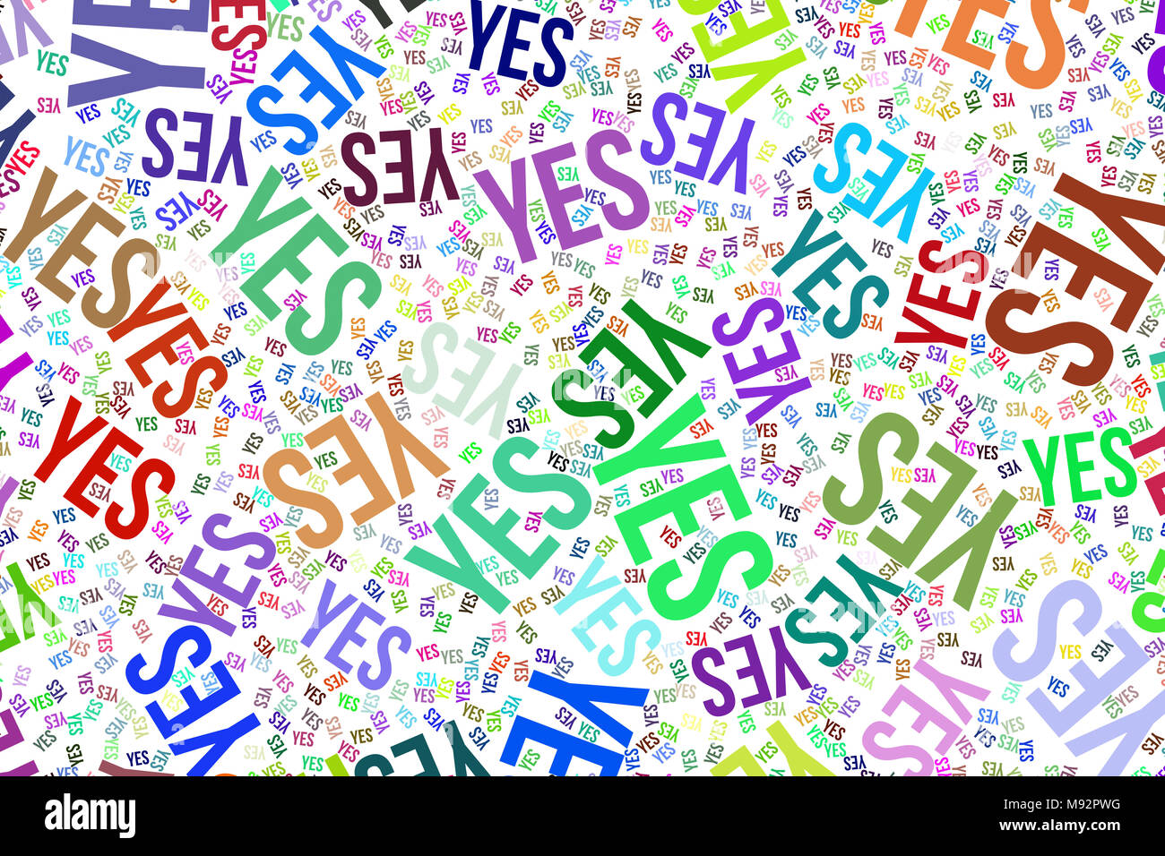 Yes motivation conceptual word cloud for web page, graphic design ...