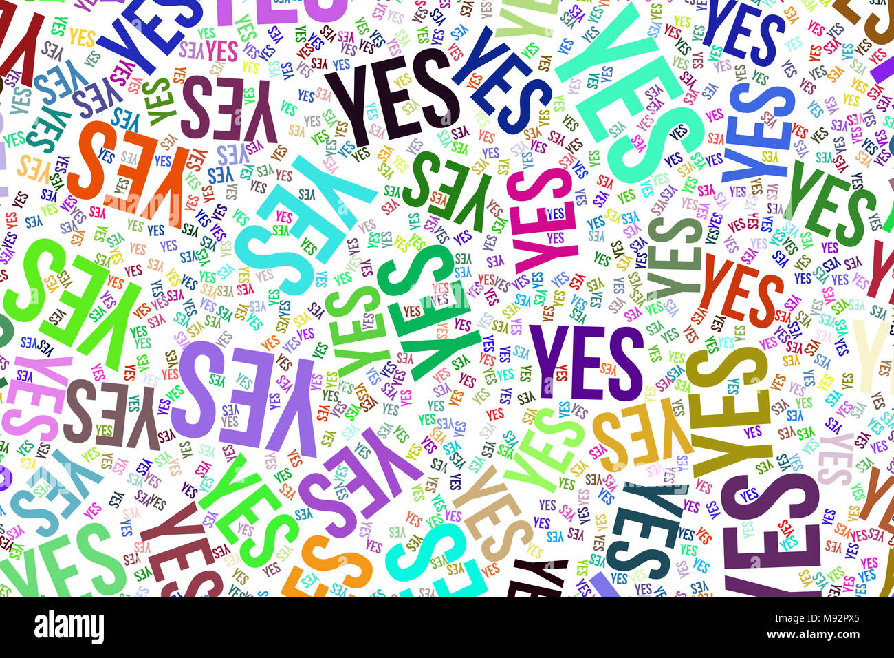 Yes motivation conceptual word cloud for web page, graphic design ...