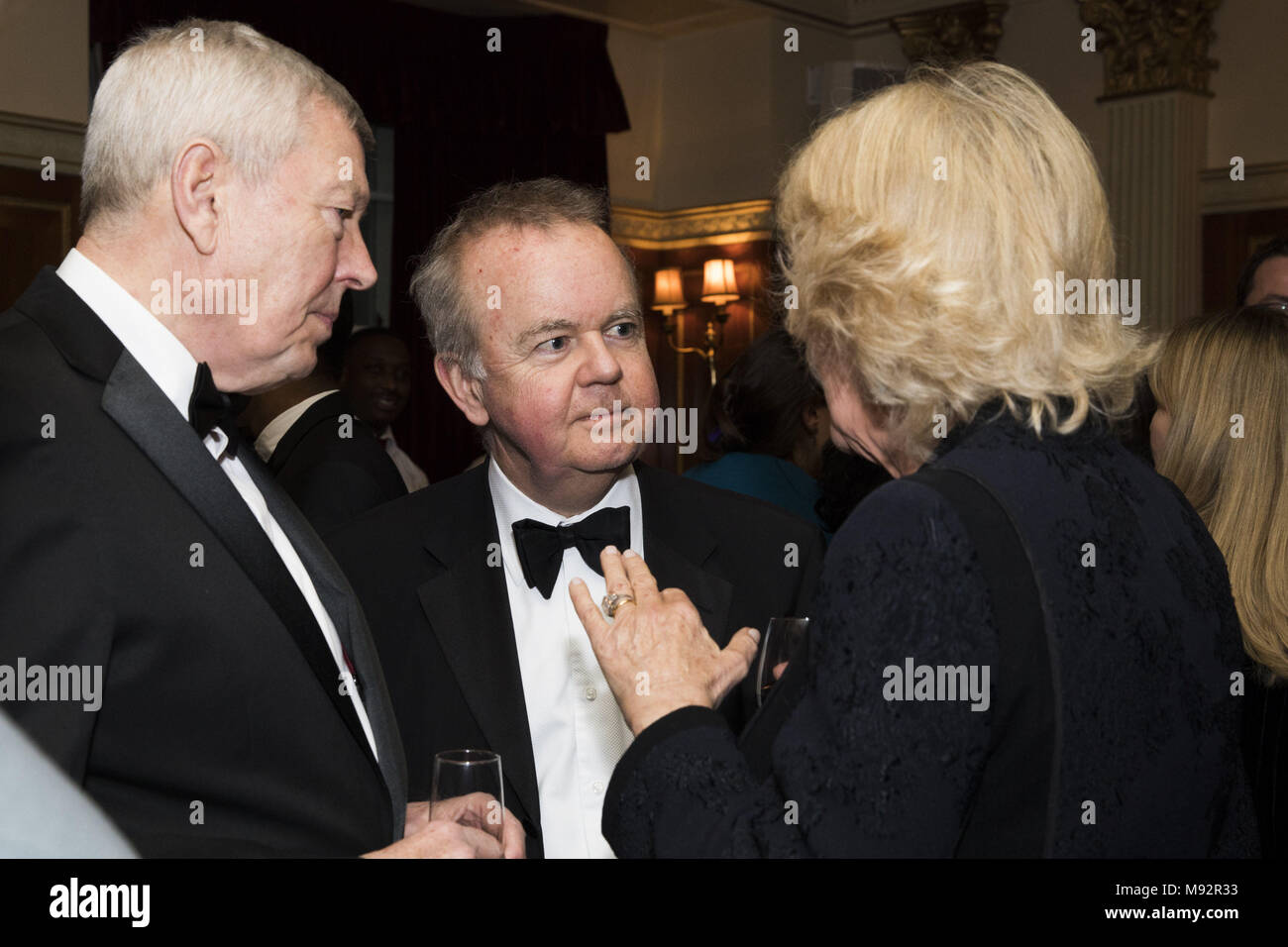 The Duchess of Cornwall with author Alan Johnson (left) and Ian Hislop ...