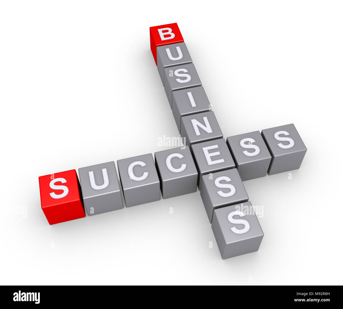 Cubes with letters form a crossword of business and success words Stock ...