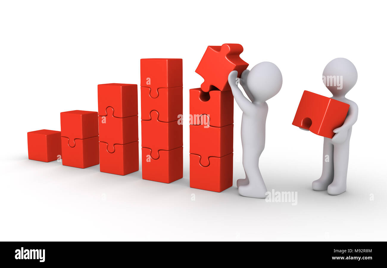 Two people as a team are building a success graphic chart Stock Photo ...