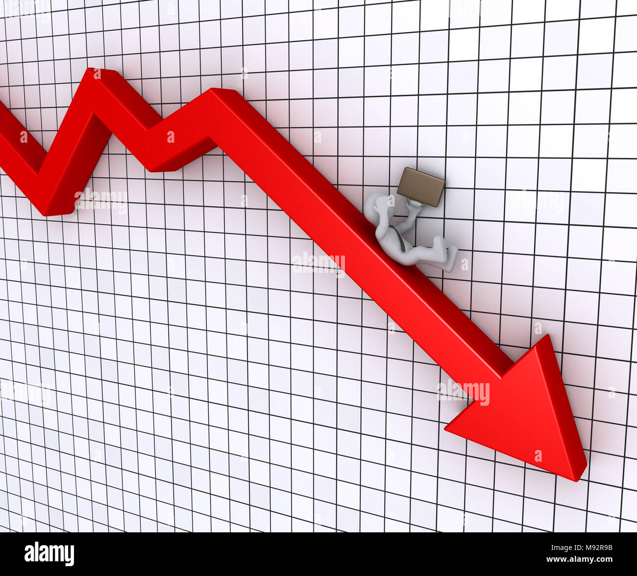 Businessman is falling from a graphic chart going downwards Stock Photo ...