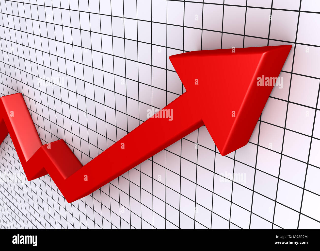 A red rising graphic chart with arrow and grid Stock Photo - Alamy