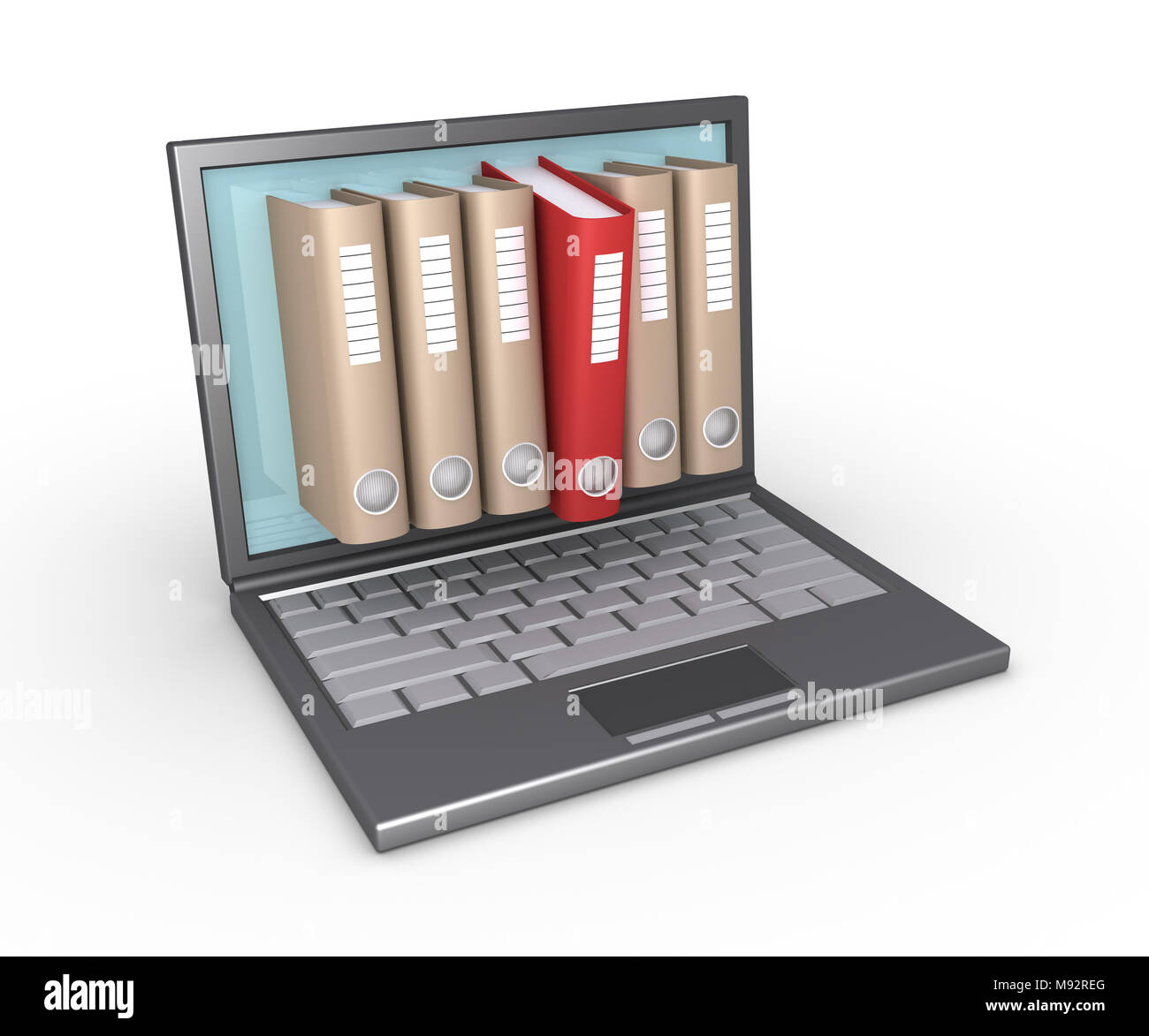 Folders are coming through the screen of a laptop Stock Photo - Alamy
