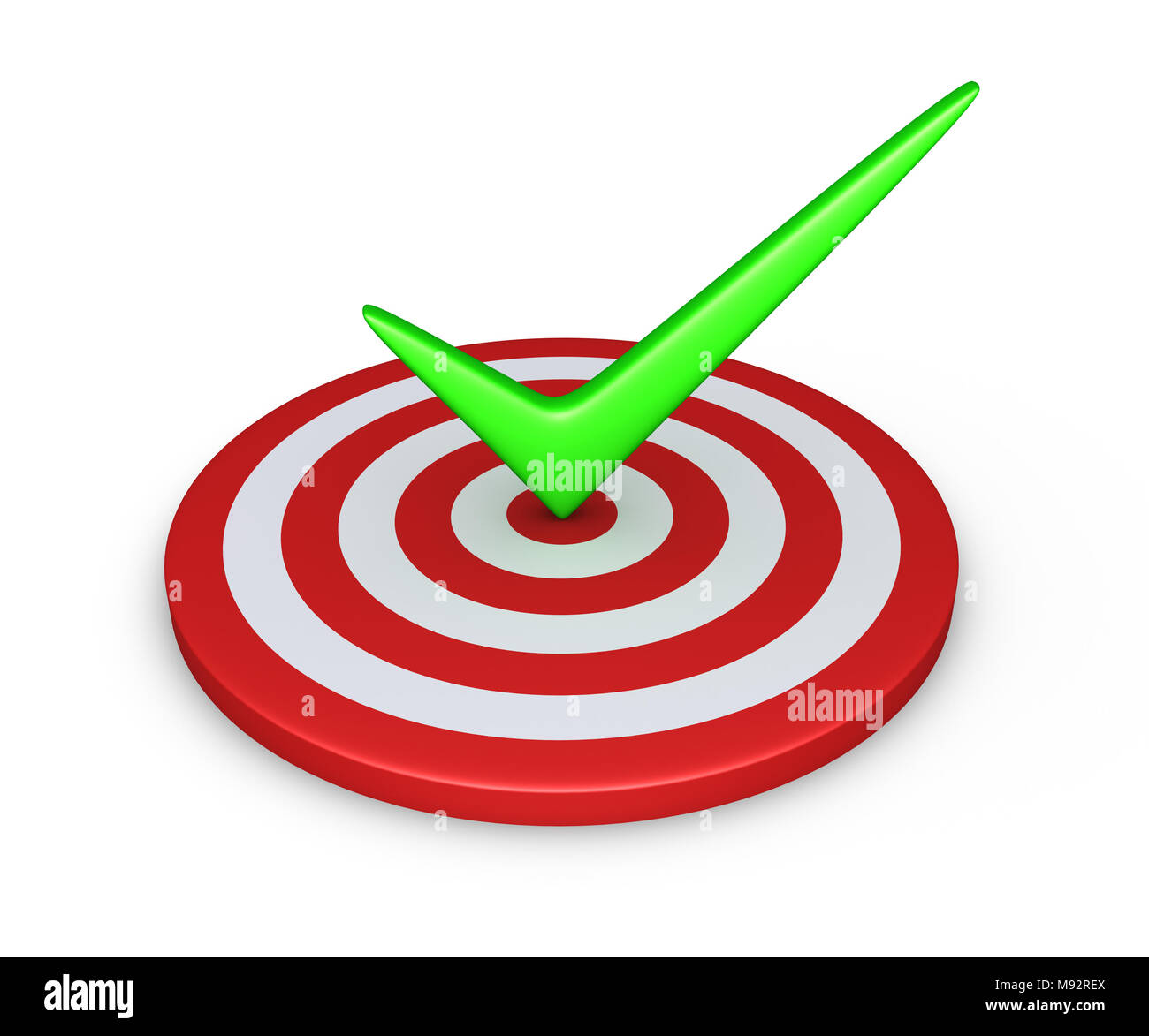 Check mark symbol at the center of a target Stock Photo - Alamy