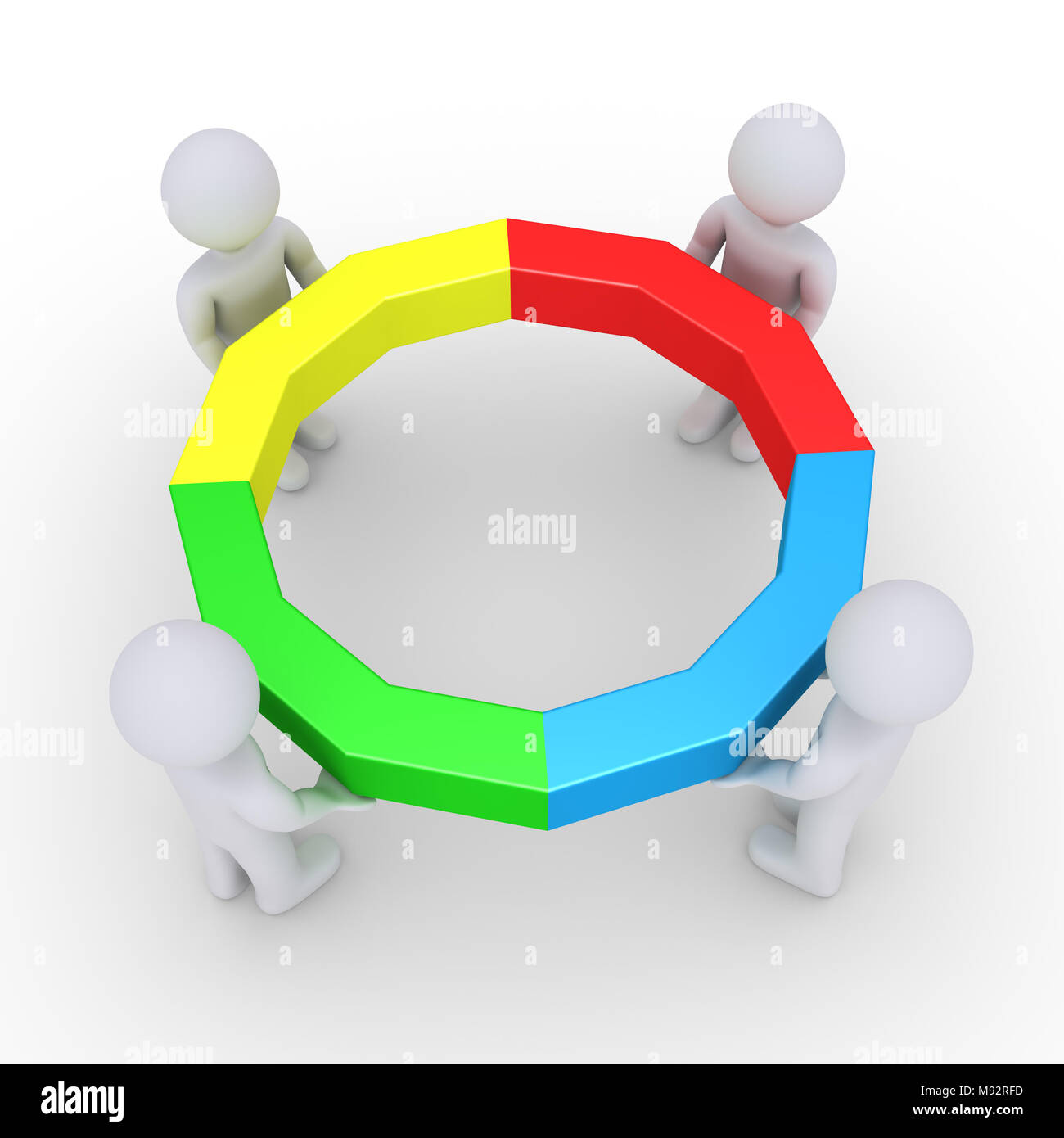 Four people are holding connected pieces to form a circle Stock Photo ...