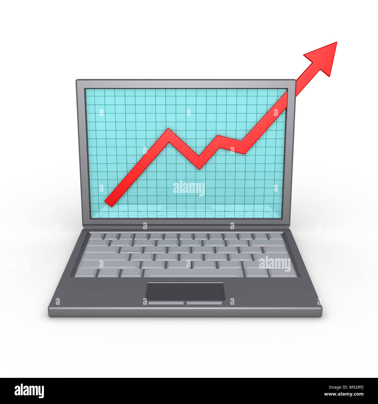 A graphic chart showing good results is on the screen of a laptop Stock ...
