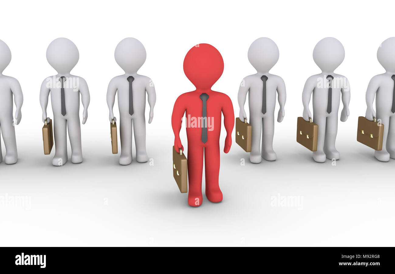Businessmen in line and one stands out is in front of them Stock Photo ...