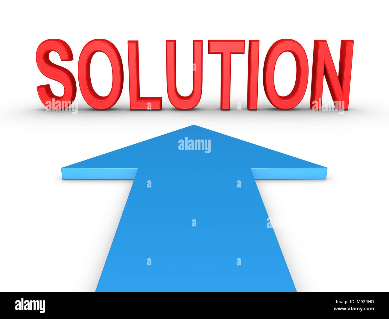 Arrow on the ground is pointing at a SOLUTION word Stock Photo - Alamy